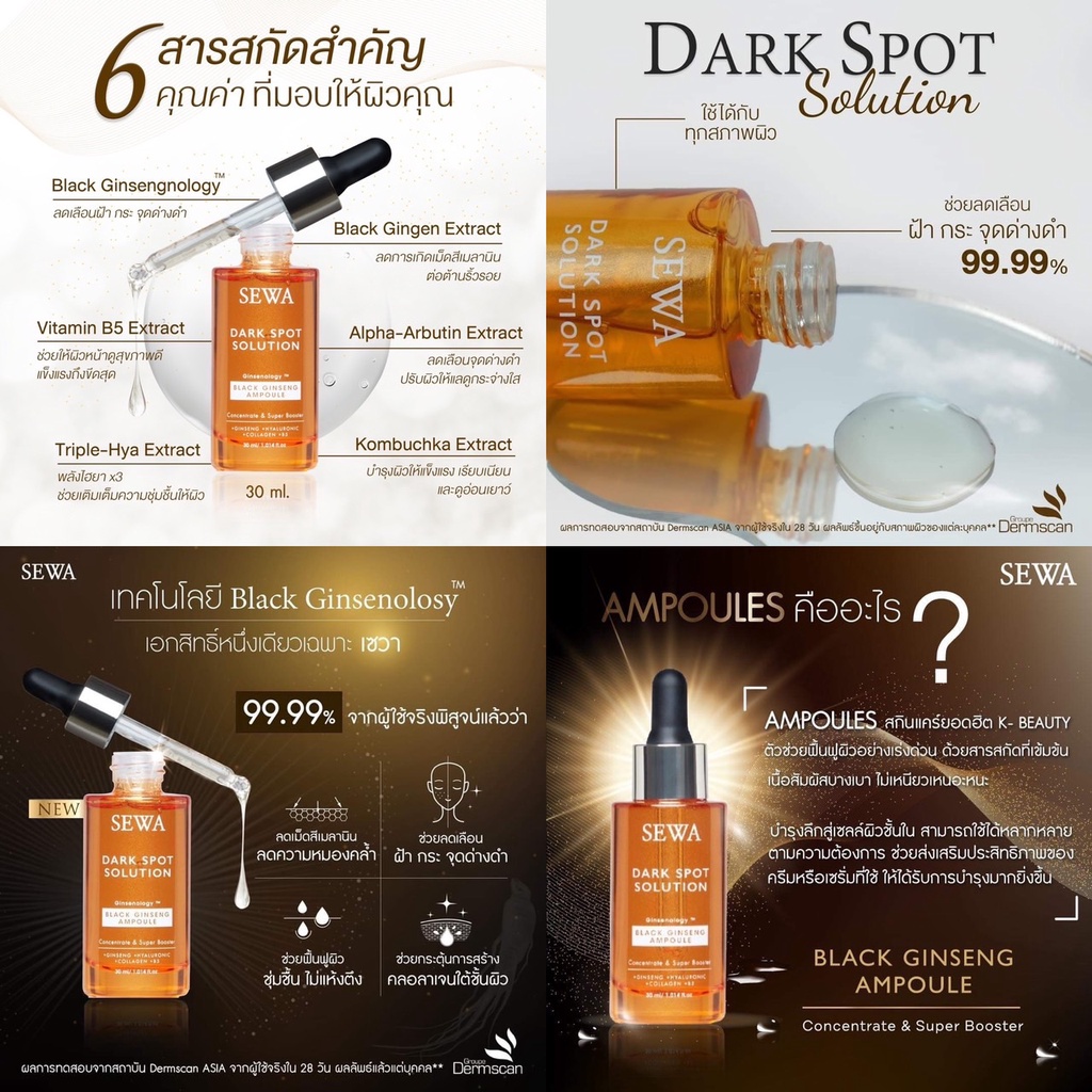 เซวาแอมพูลโสมดำเกาหลี Sewa Dark Spot Solution Black Ginseng Ampoule (ขวดดำ) - gym.cosmetics ...