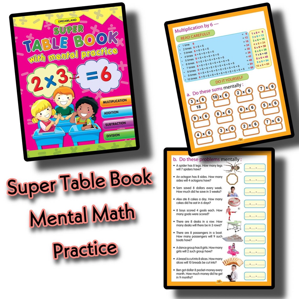 Super Table Book with Mental Practice แบบฝึกหัดคณิตศาสตร์ | Shopee Thailand