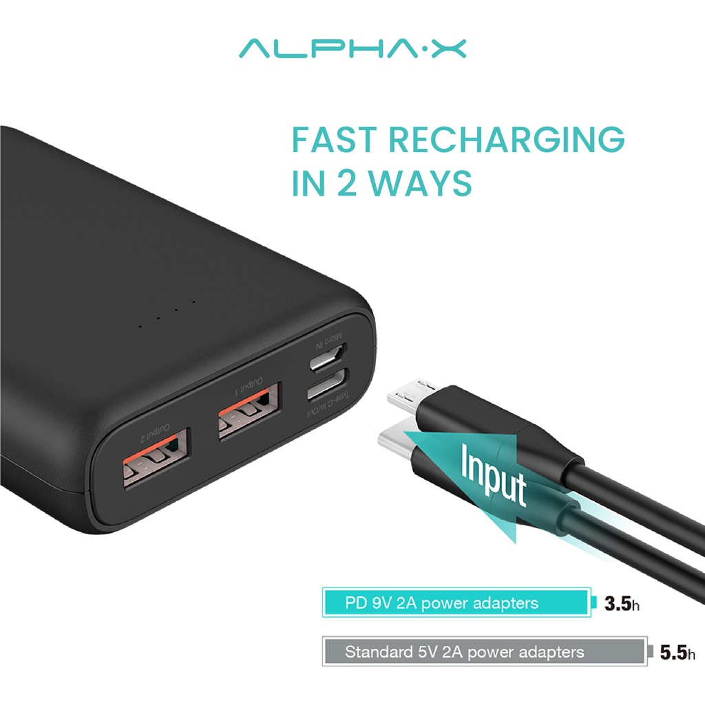 ALPHAX C10PD PowerBank 10000mAh แบตสำรอง พาวเวอร์แบงค์ชาร์จเร็ว PD20W QC 3.0 รับประกันสินค้า 1 ...