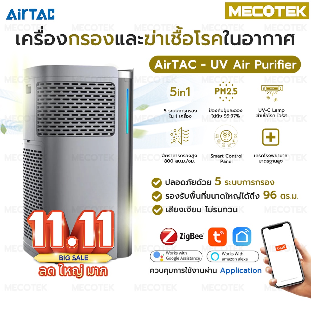 AIRTAC เครื่องกรองอากาศ เกรดโรงพยาบาล ขนาดใหญ่ 70-120 ตรม. ป้องกันไวรัส ...