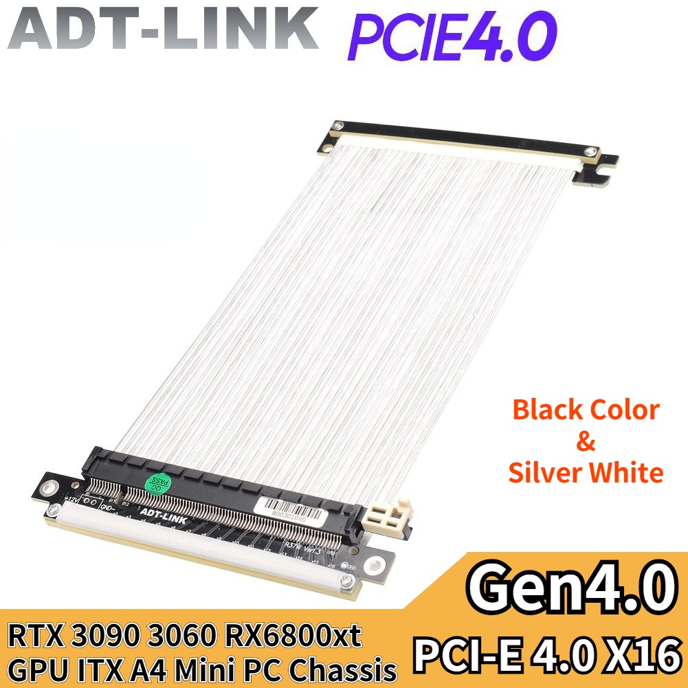 2022 New Silver PCIe Riser Cable 4.0 X16 PCI Express Gen4.0 Flexible ...