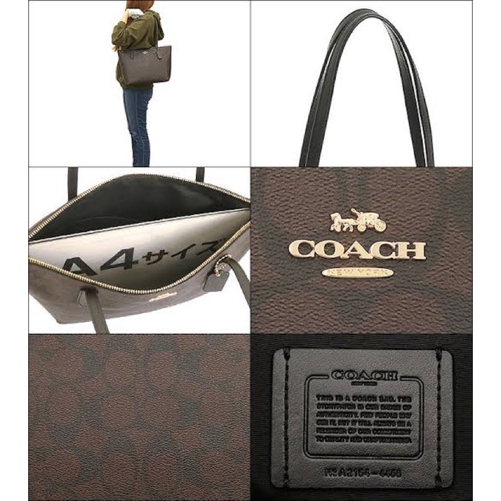 พร้อมส่ง แท้ New Coach ZIP TOP TOTE IN SIGNATURE CANVAS (COACH 4455 ...