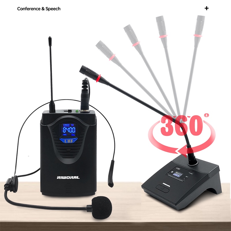 RIWORAL 24 ช่อง ไมค์ ลอย ไร้ สาย 800MHZ มือถือ กระเป๋าคาดเอว การประชุม ...