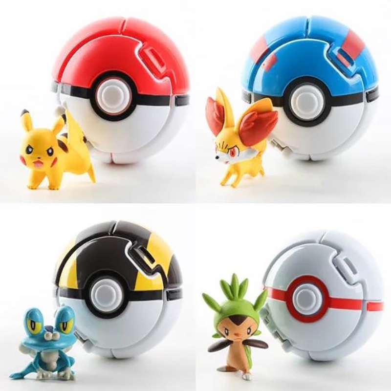 Anime 4pcs/lot Pokeball Go Toys Pocket Monster Explosion Pokeball Super ...