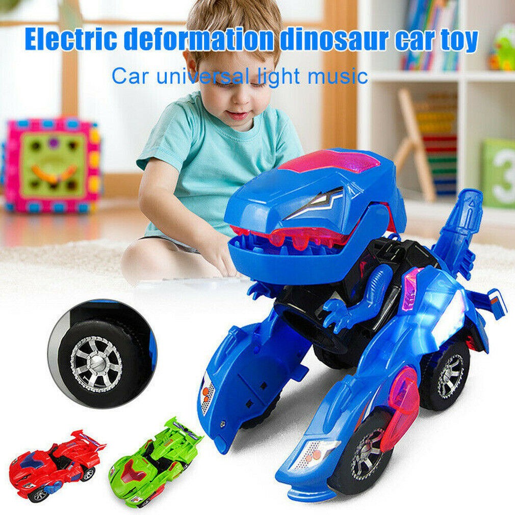 Dinosaur Transformer Cars Light Up Transforming T-Rex Bots Toys LED ...