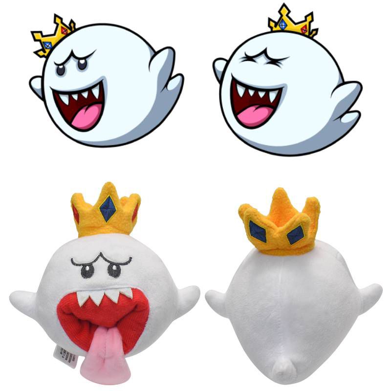 17cm Super Mario King Boo Plush Toy Talk Shy Crown Phantom Funny ...