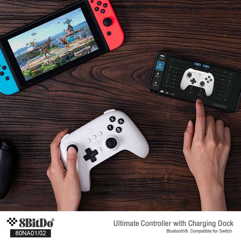 8Bitdo 80NA Ultimate Bluetooth 2.4g Controller with Charging Dock for Switch and Windows ...