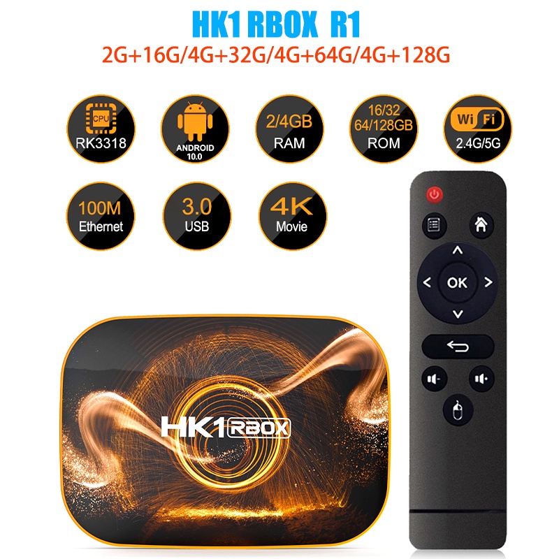 2022 Hk1 Rbox R1 Smart Tv Box Android 10 2g 4g 64g 128g Rockchip Rk3318 ...