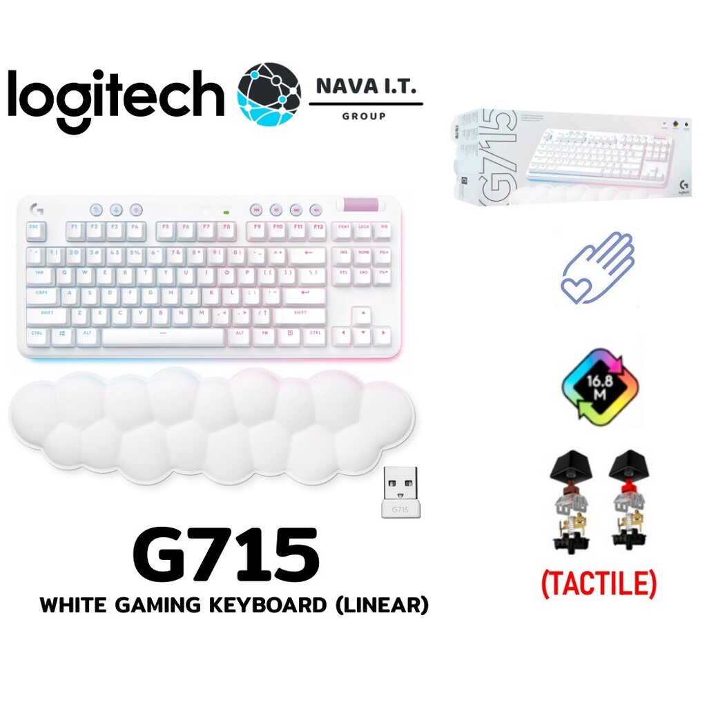 ⚡️กรุงเทพฯด่วน1ชั่วโมง⚡️ LOGITECH G715 WHITE GAMING KEYBOARD (LINEAR ...