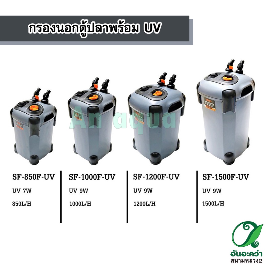 กรองนอกตู้ปลา พร้อมหลอด UV กำจะตะไคร่น้ำเขียว SOBO SF-850F-UV / 1000F-UV / 1200F-UV / 1500F-UV ...