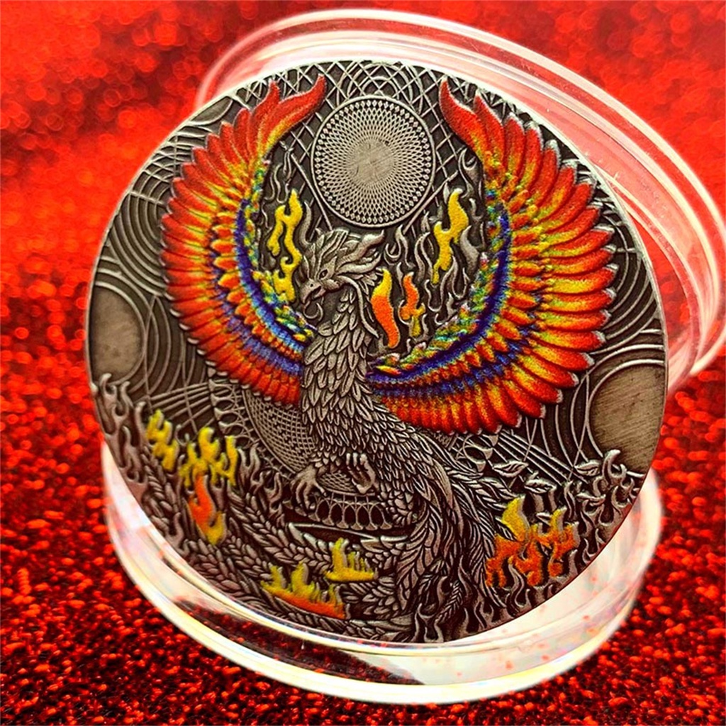 Phoenix Nirvana Bird Painted Animal Nickel Ancient Silver Commemorative ...