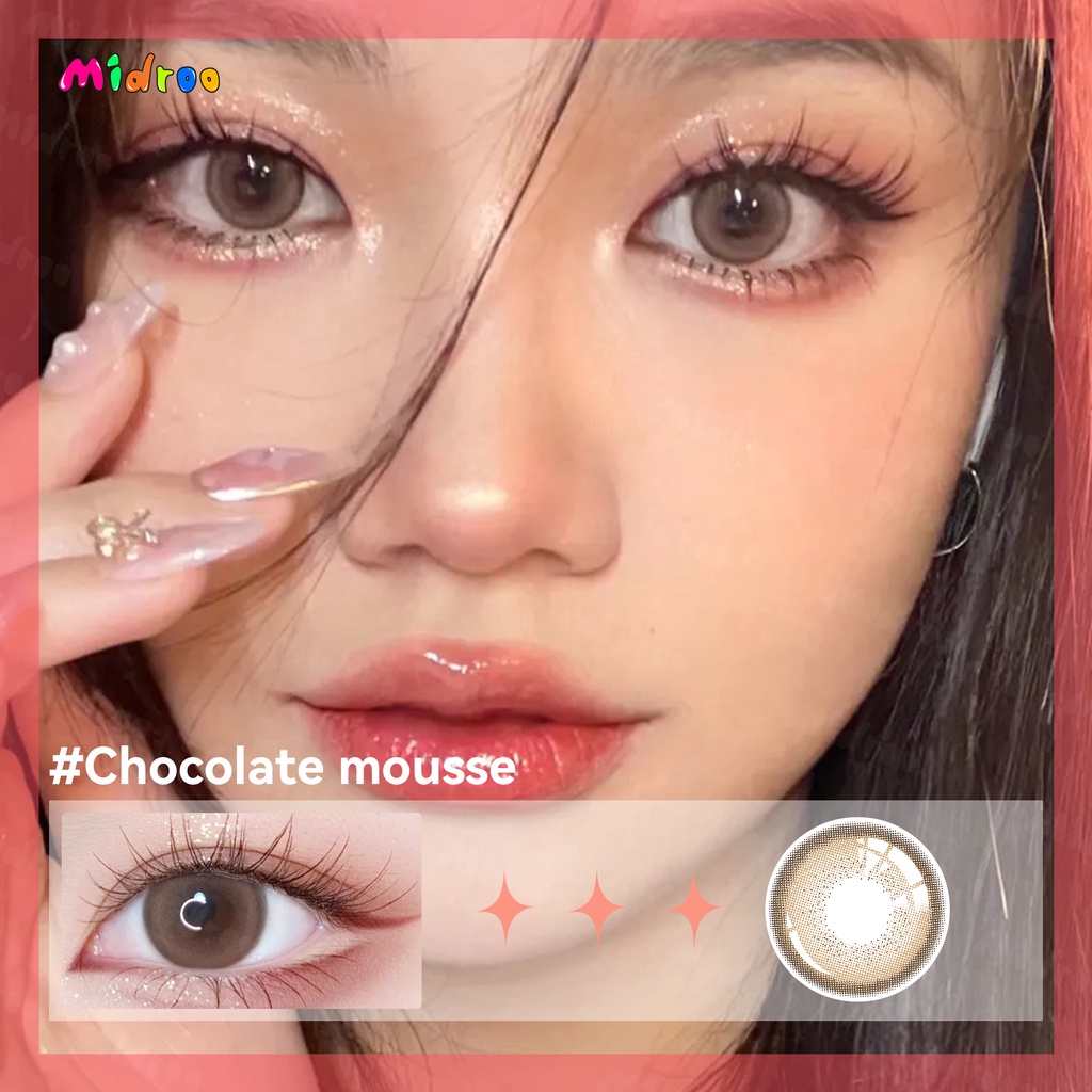 ของขวัญ Midroo คอนแทคเลนส์สี Chocolate mousse Brown ขนาดมินิ 14.0mm-1 ค ...