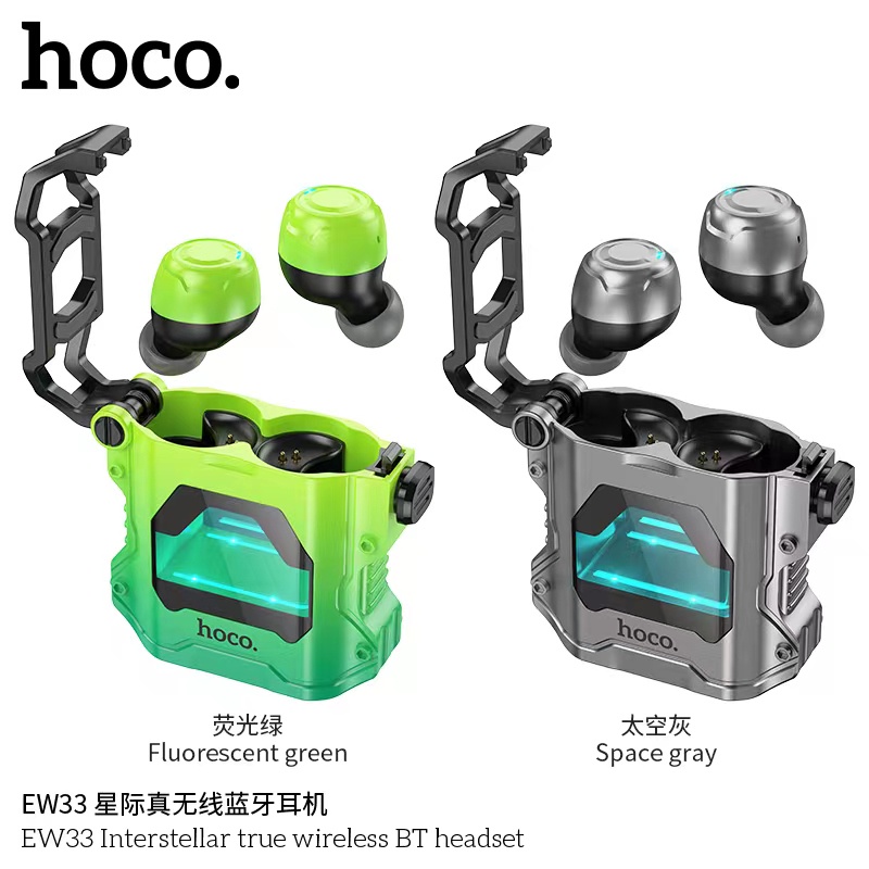 New Hoco EW33 หูฟังไร้สาย หูฟังบูลทูธ ใช้งานได้ยาว 3.5ชม. มีไฟLED ...