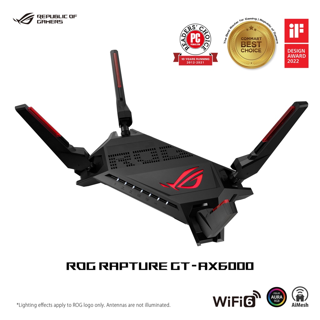 ASUS GT-AX6000 Dual-Band WiFi 6 (802.11ax) Gaming Router, Dual 2.5G ...