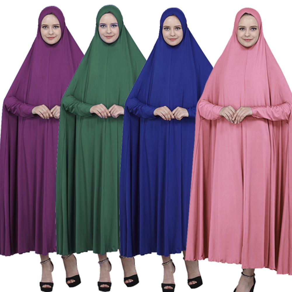 Eid Ramadan Abaya Muslim Women Prayer Dress Overhead Khimar Jilbab