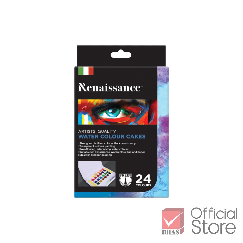 Renaissance สีน้ำ สีน้ำก้อนระดับอาร์ตติส 24 สี จำนวน 1 กล่อง - dhas ...