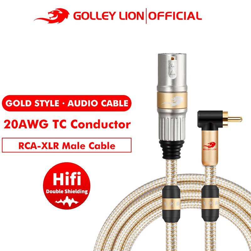 GOLLEY LION GL-RCAXLRMG Gold Aux Jack RCA Jack Stereo Male to XLR Male ...
