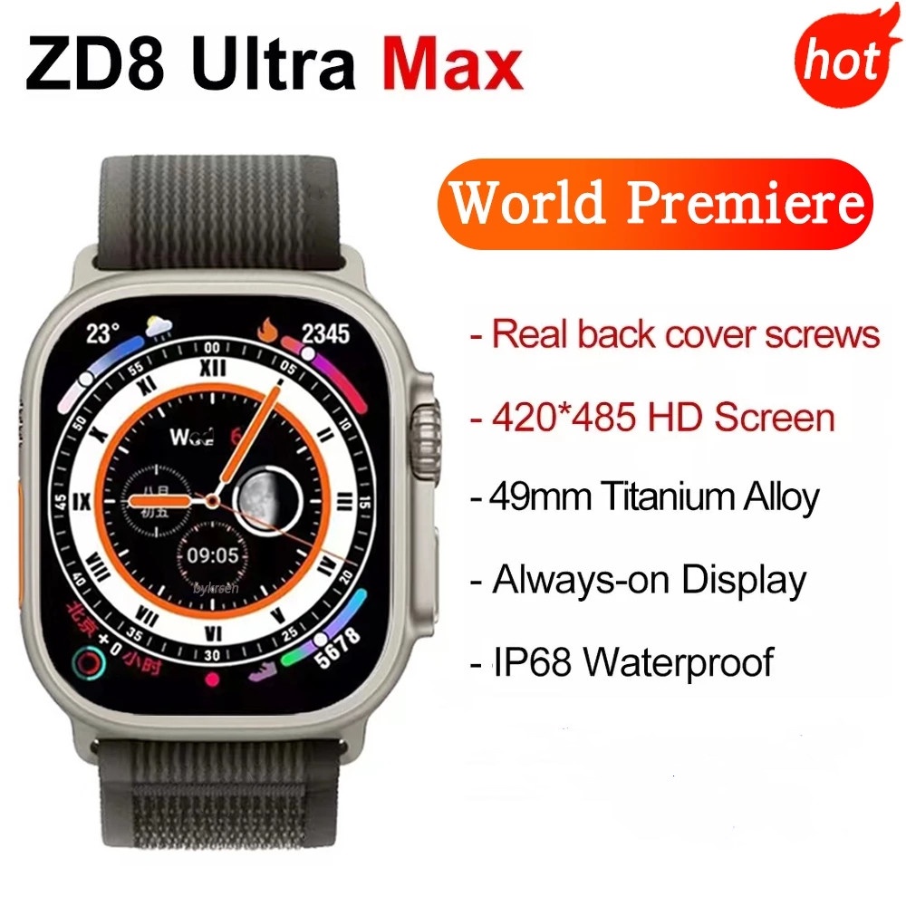 Zd8 Ultra MAX สมาร์ทวอทช์ Series 8 ไทเทเนียมอัลลอยด์ 1:1 49 มม. คุยบลูทูธ NFC ECG IP68 กันน้ํา ...