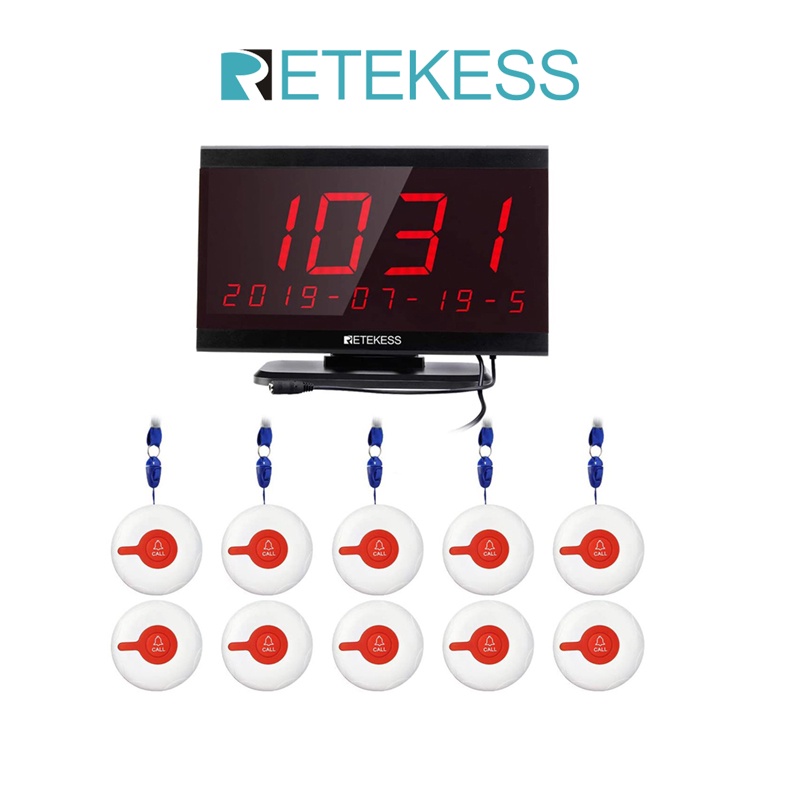 Retekess TD105 ปุ่มเพจเจอร์ แบบไร้สายระบบ กันน้ำ สำหรับคลินิก เนอสซิ่ง ...