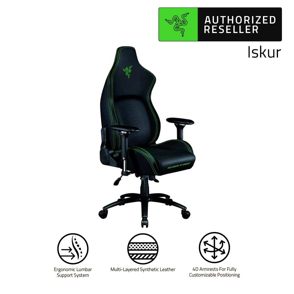 Razer Iskur Premium Gaming Chair with Integrated Lumbar Support ...