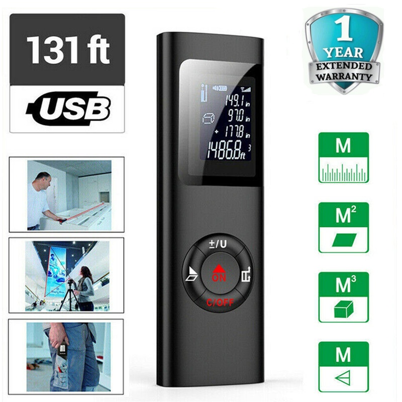 Laser Distance Meter 40m Smart Digital Range Portable Usb Charging ...
