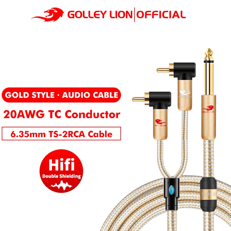 GOLLEY LION Professional Audio Cable 6.5mm 14 Inch TS to 2 RCA for ...