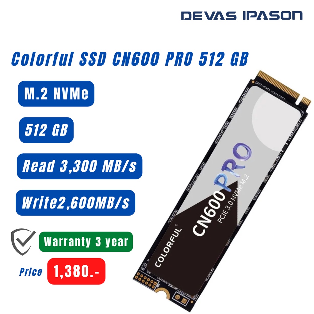 Colorful SSD รุ่น CN600 PRO ขนาด 512GB (M.2 NVMe 33002600 MBs) รับ ...