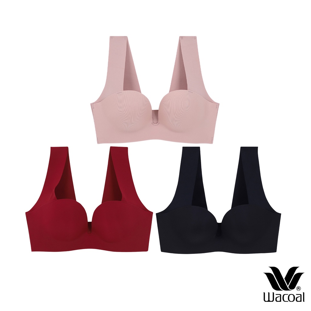 Wacoal Smart Size Go Girls วาโก้ S M L Bra set 3 ชิ้น รุ่น WB3Y27 สีเบจ แดง ดำ - wacoal - ThaiPick