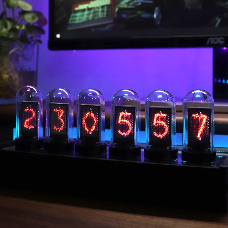 BRGB LED Tube Clock Vintage Digital Nixie Clock 6 Bit Time Photo ...