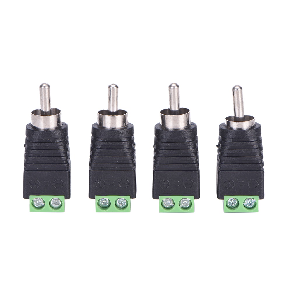 New 4pcs/lot Cctv Phono Rca Male Plug To Av Terminal Connector Video Speaker Wire Cable Audio ...