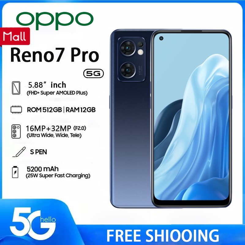 โทรศัพท์มือถือ OPPO Reno7 Pro ของแท้100% โทรศัพท์ ราคาถูกโทรศัพท์มือถือ Android สมาร์ทโฟนจอใหญ่ ...