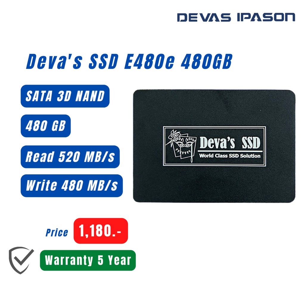 Devas SSD รุ่น E480e ขนาด 480GB (3D NAND - 520480 MBs) - รับประกัน 5 ปี โดย Devas IPASON ...