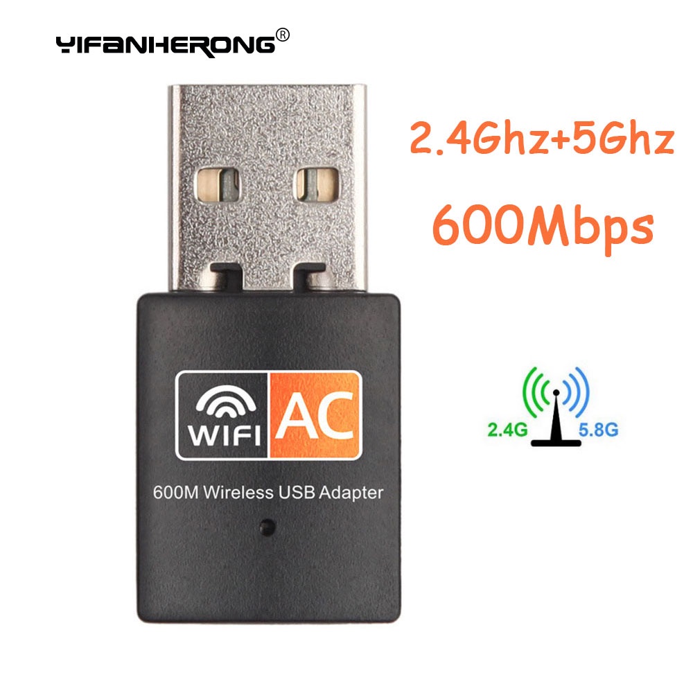 USB WiFi Adapter 600Mbps 2.4GHz 5GHz WiFi Antenna Dual Band 802.11b/n/g/ac Mini Wireless ...