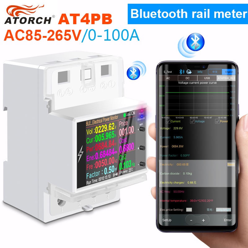 A12 IN 1 Din Rail AC Monitor 110V 220V 100A Voltage Current Power ...