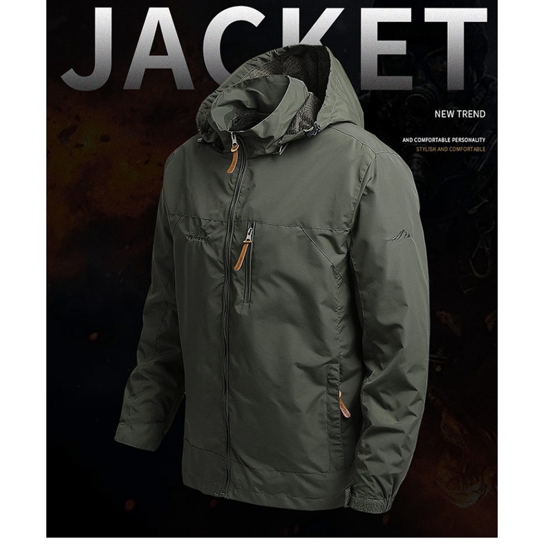 2021 Men Hooded Raincoat Winter Waterproof Skin Tactical Military ...