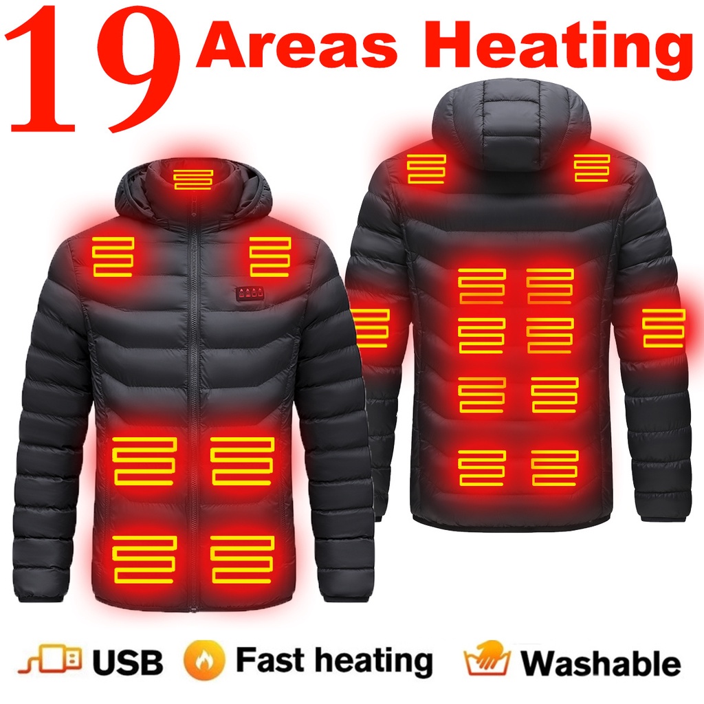 11/19 Areas Heated Jacket Men Winter Outdoor Electric Heating Jackets Warm Sprots Thermal Coat ...