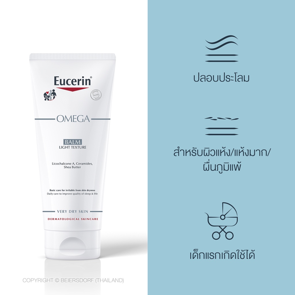 Eucerin Omega Balm 200 ml. (ยูเซอริน บาล์มบำรุงผิวหน้าและผิวกาย สำหรับ ...