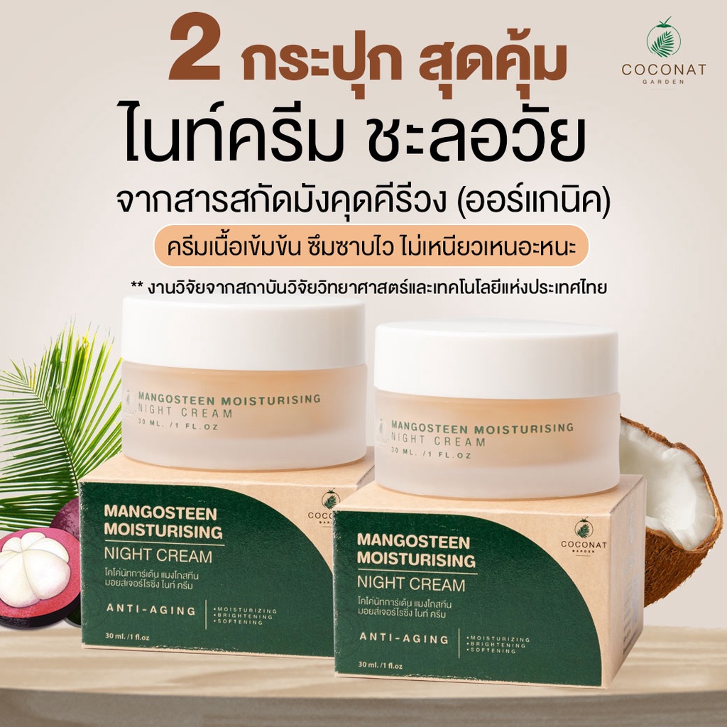 เซ็ท 2 ชิ้น Nightcream ชะลอวัย ลดริ้วรอย หน้าใส ผิวนุ่มชุ่มชื้น สารสกัด ...