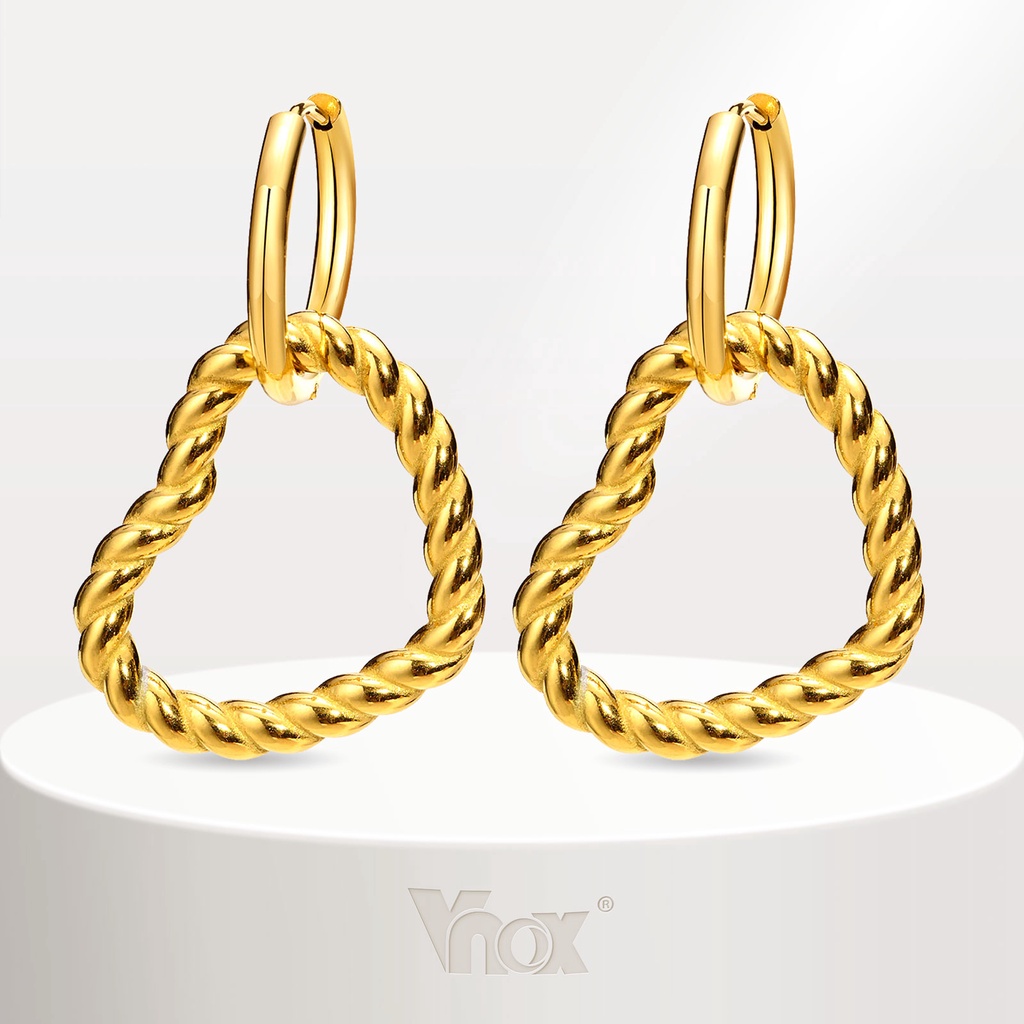 Vnox ต่างหูเกลียว สเตนเลส 18K รูปหัวใจ ใช้แล้วไม่แพ้ สําหรับผู้หญิง ...