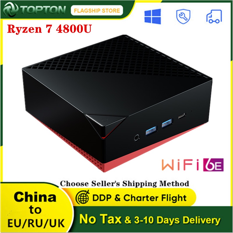 TOPTON NUC AMD Gaming Mini PC Ryzen 7 4800U 3750H Vega Graphic 2*DDR4 NVMe SSD Desktop Computer ...