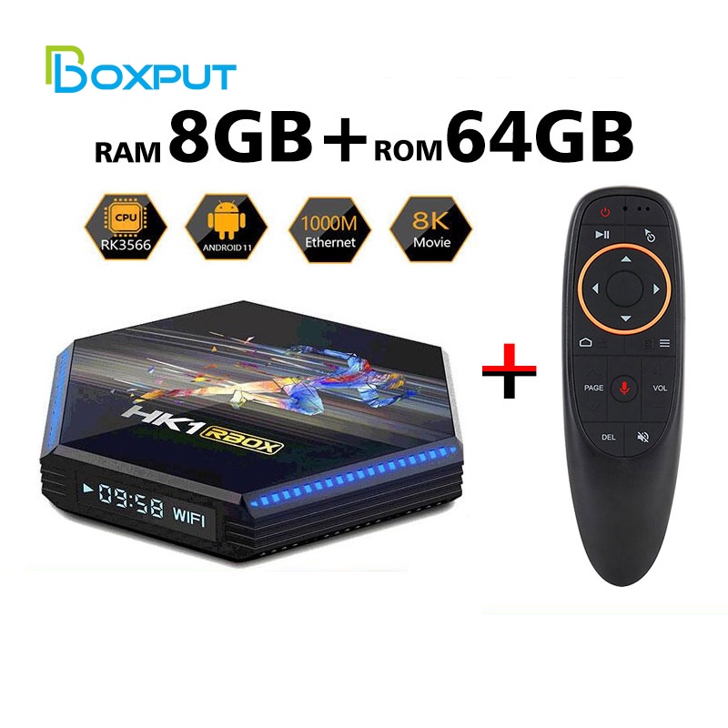 2021 Hk1 Rbox R2 Rk3566 8k Smart Tv Box 8g 64g Android 11 2.4g/5g Wifi 1000m Bt4.1 Tv Box Led ...
