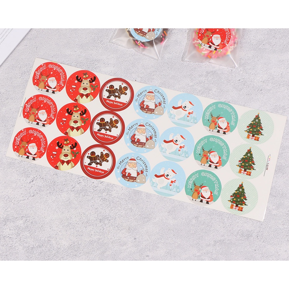 Christmas Sticker แบบ E ขนาด 4 cm (21 ดวง) สติ๊กเกอร์ติดกล่องขนมเบเกอร์ ...