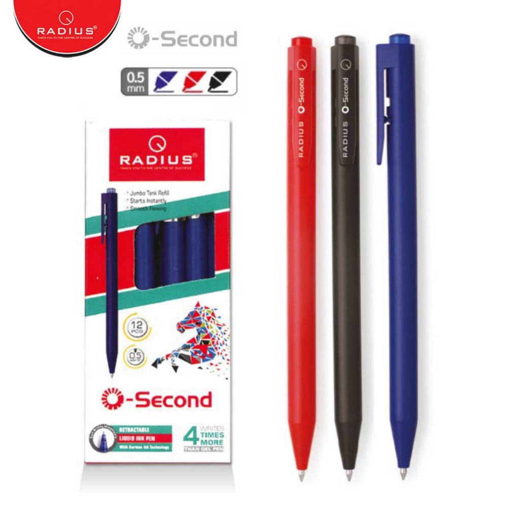 ปากกา RADIUS ปากกาเจล O-SECOND ลายเส้น 0.5 รุ่น สีพื้น (PUSH BUTTON COLOR) (12ด้าม/กล่อง) พร้อม ...