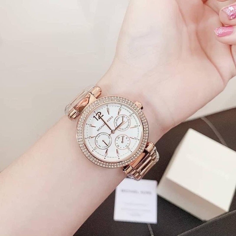 Michael Kors Women's Parker Multifunction Rose Gold-Tone Stainless ...