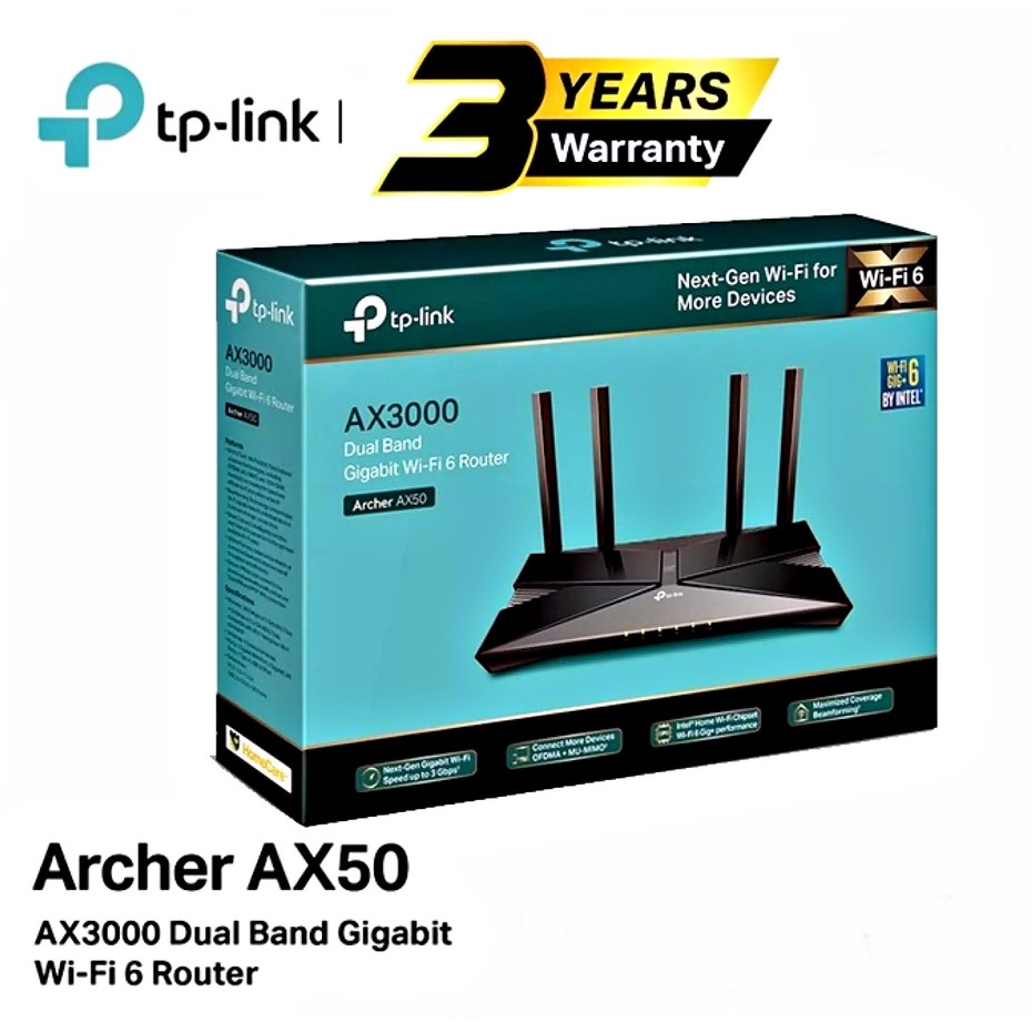 TP-LINK (Archer AX50) Wi-Fi 6 Router Wireless AX3000 Dual-Band Gigabit ...