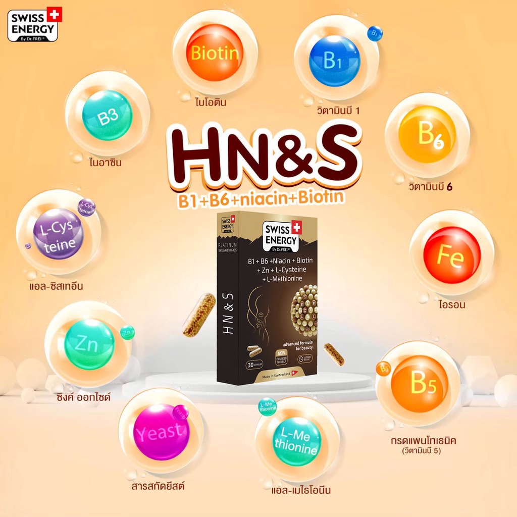 Swiss Energy Mini HNS Hair Nail Skin ขนาด 15 แคปซูล 3 กล่อง ...