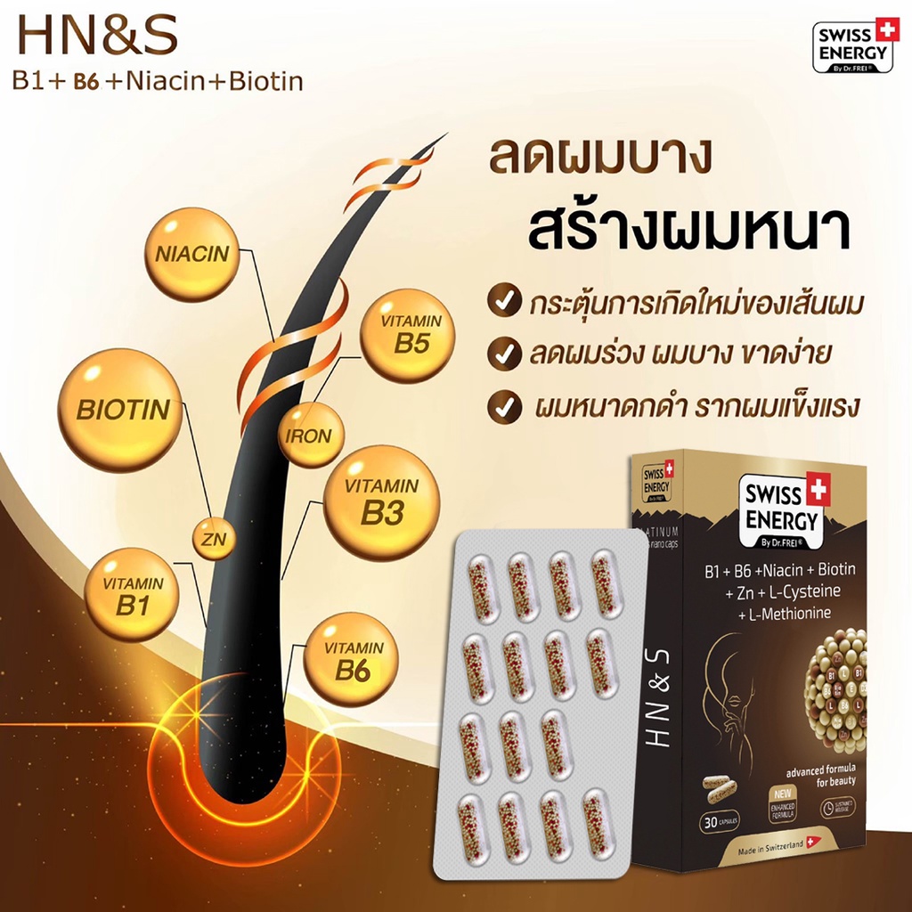 Swiss Energy Mini HNS Hair Nail Skin ขนาด 15 แคปซูล 3 กล่อง ...