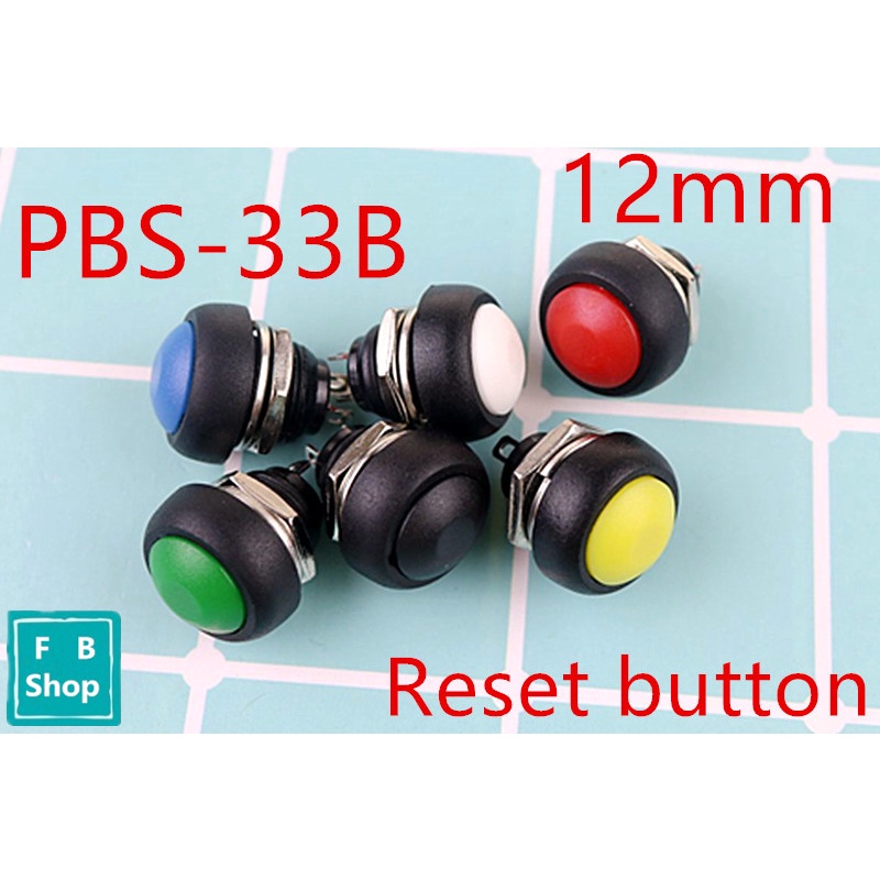 10pcs Pbs-33b Black/red/green/yellow/blue 12mm Waterproof Momentary ...