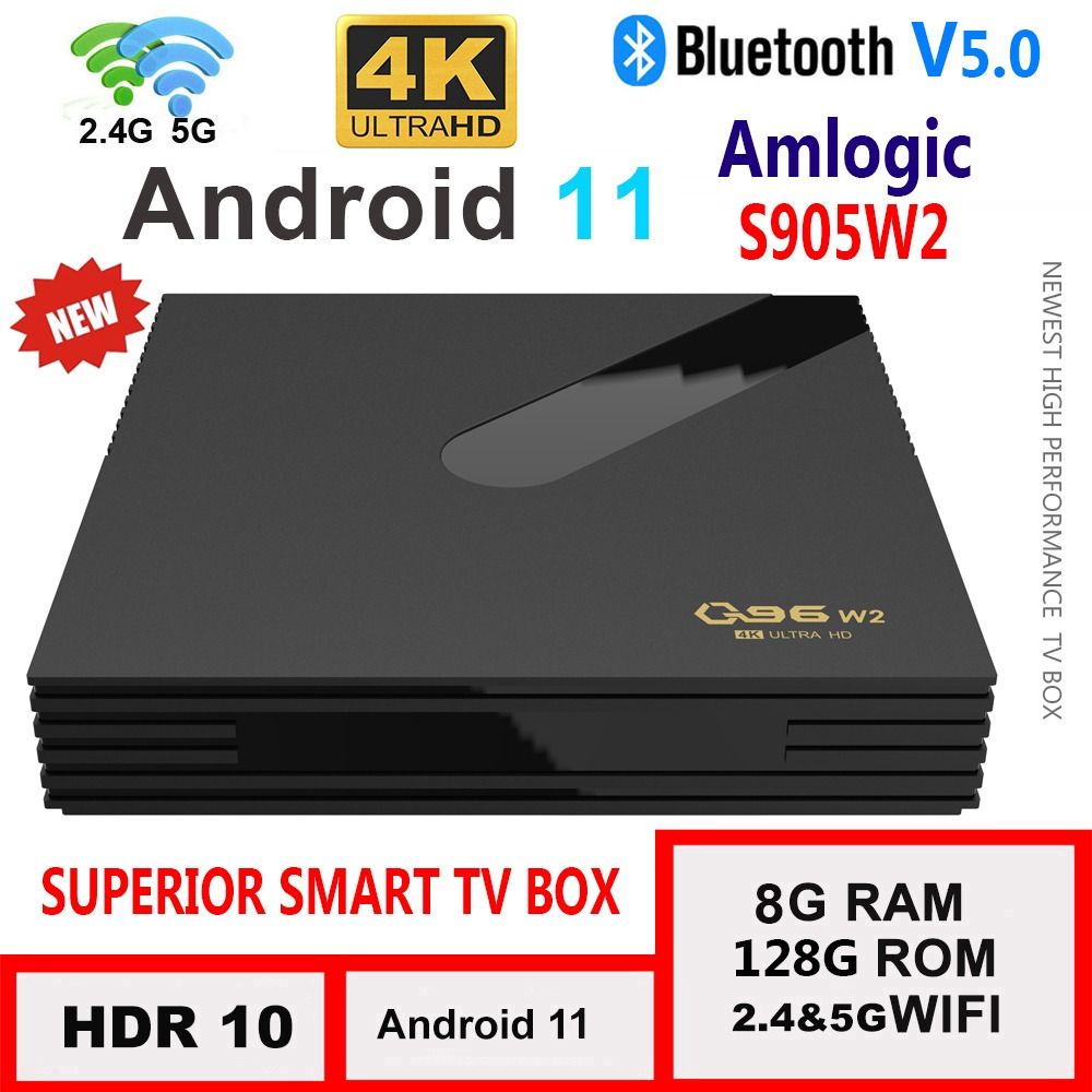 Q96 W2 Smart TV Box Android 11 Amlogic S905W2 Quad Core 2.4G 5G Dual WIFI 4K HDR Set Top Box 8GB ...