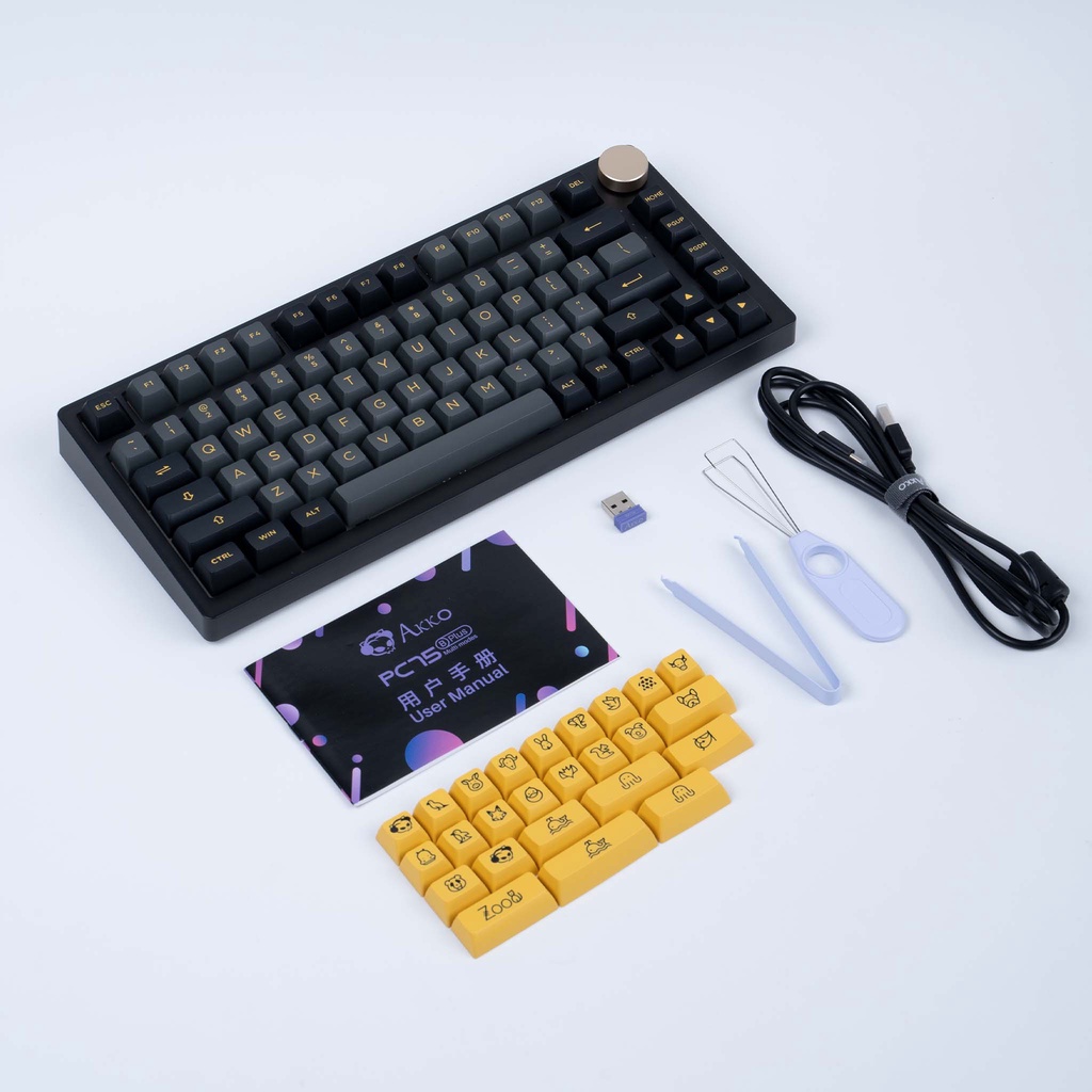 คีย์บอร์ด Akko PC75B Plus V2 BlackGold RGB Hotswap 2.4gHz Bluetooth Wireless Mechanical Keyboard ...